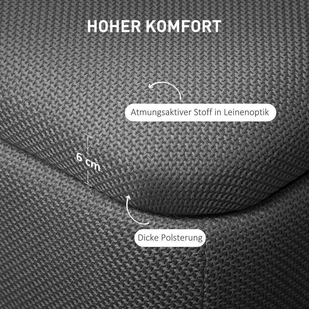 HOMCOM Stolička s úložným prostorem, sedací lavice s pěnovým polstrováním, imitace lnu, 111 x 44,5 cm, tmavě šedá