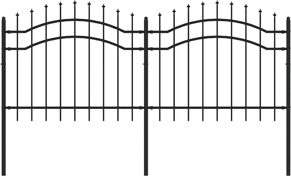 Zahradní plot Woerden s kopím nahoře černý 240 x 100 cm ocelový 151080