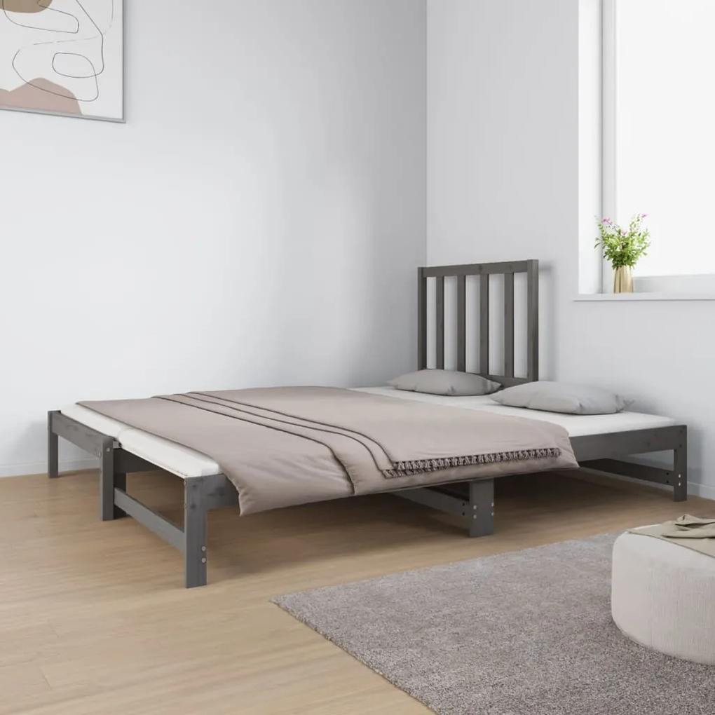 Výsuvná postel šedá 2x (90 x 190) cm masivní borovice,  3124754