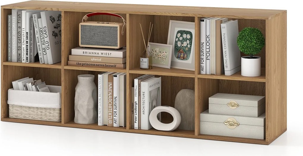 Costway Knihovna s 8 přihrádkami, volně stojící knihovna s ochranou proti