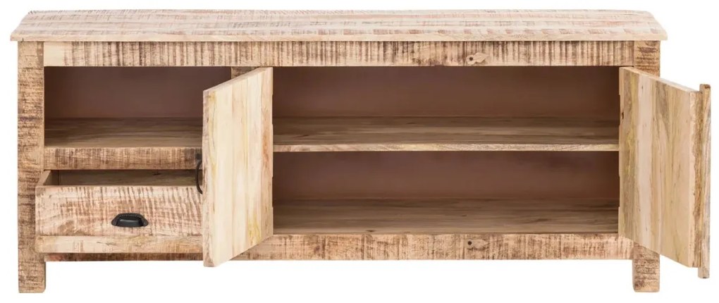 furniture-nabytek.cz - Masivní TV stolek Carino z mangového dřeva, lakovaný, přírodní barva – 150×50×60 cm