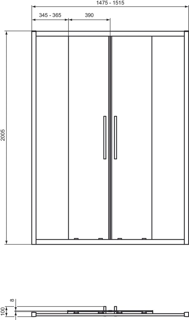 Ideal Standard i.life - Dvojité posuvné dveře 150 cm, lesklý chrom T4951EO