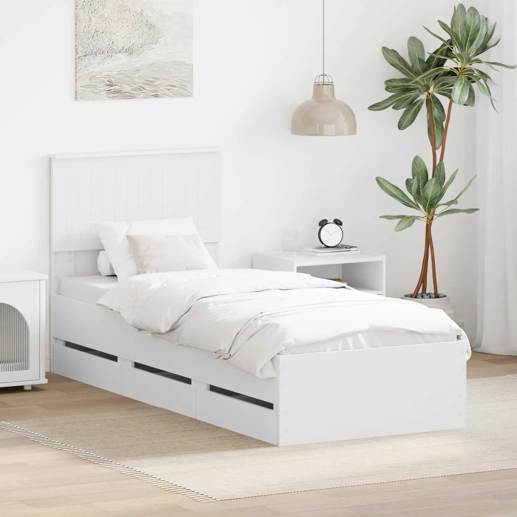 Rám postele se zásuvkou Bílá 75 x 190 cm Inženýrské dřevo 3410756