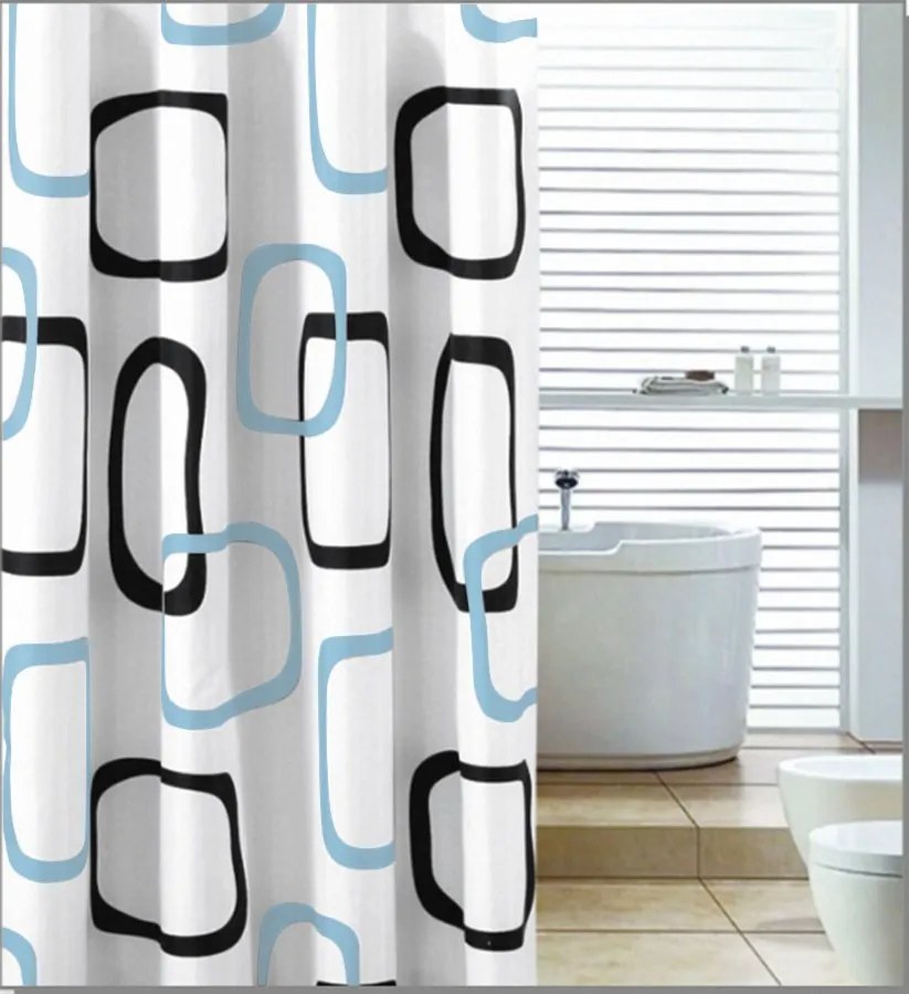 Aqualine Aqualine, Sprchový závěs 180x200cm, polyester, bílá/černá/béžová, ZP004