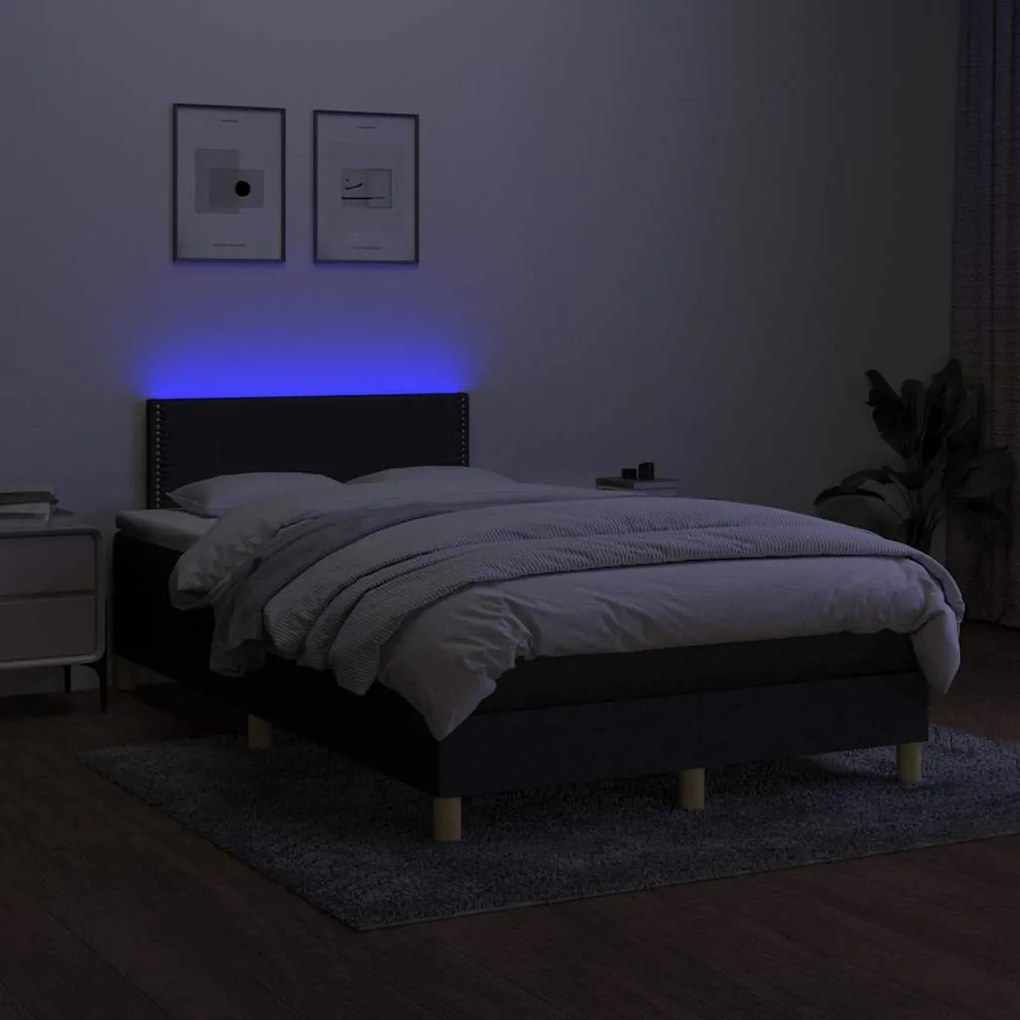 Box spring postel s matrací a LED černá 120 x 200 cm textil 3133623