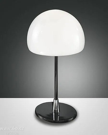 Fabas 2561-30-172 Gaia, stolní lampička, 1x40W, černý chrom/bílé sklo, 26cm