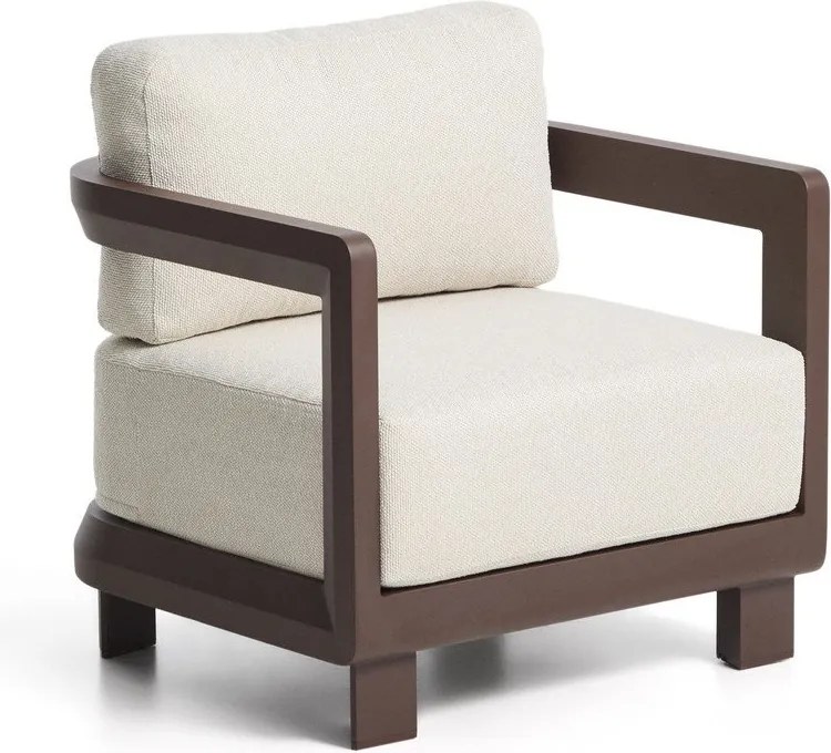 Hnědé/krémové polstrované zahradní křeslo Nerano – Kave Home