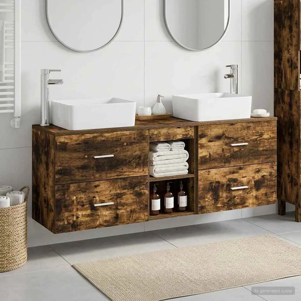 Sada koupelnových skříněk 3 ks Kouřový dub 53 x 34,5 x 63 cm 3405855