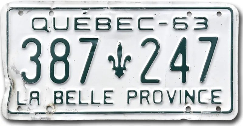 Kanadská SPZ Quebec 1963 La Belle 387-247
