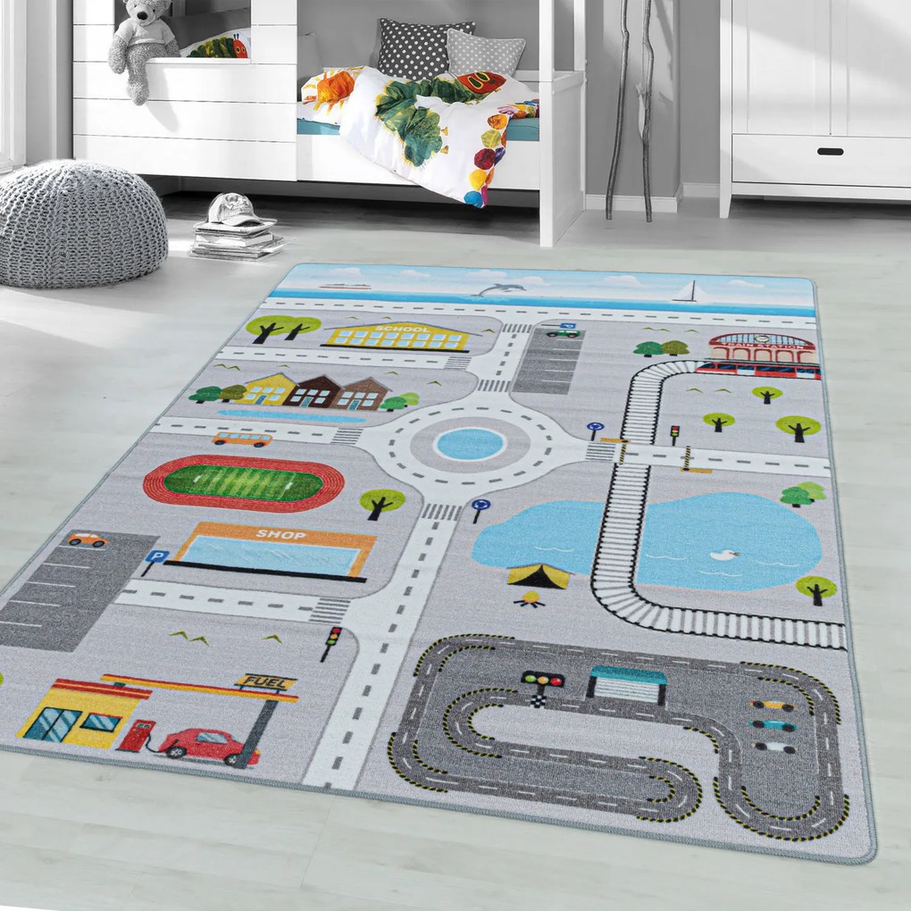 Ayyildiz, Dětský kusový koberec Play 2902 grey, 100x150, vícebarevná, dětský pokoj