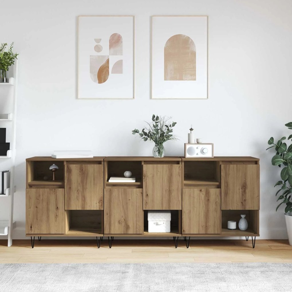 Servírovací skříň 3 ks Artisanový dub 60 x 35 x 70 cm 3394564