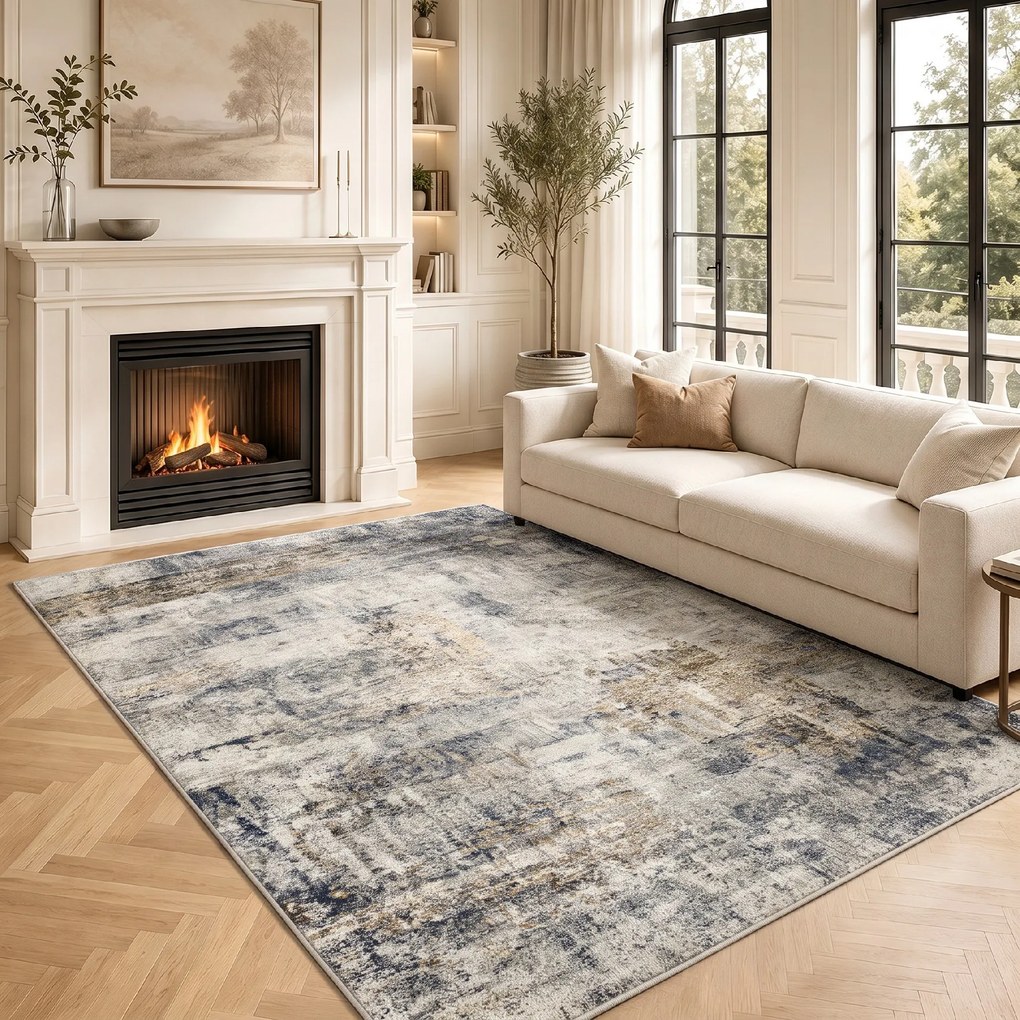HOMCOM omyvatelný koberec s abstraktním vzorem, 200 × 140 cm, šedá