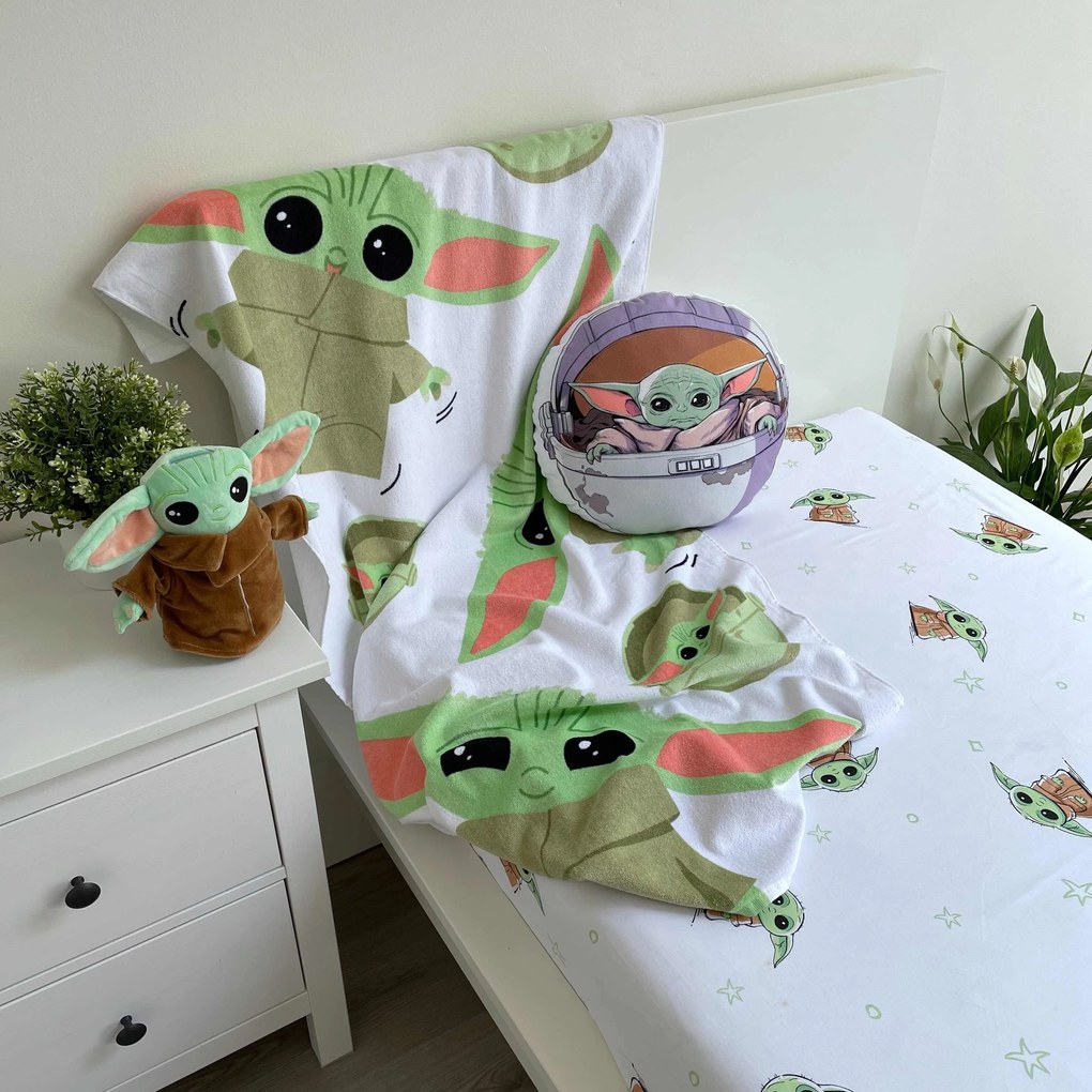 Jerry Fabrics Bavlněné napínací prostěradlo 90x200 + 25 cm - Star Wars "Baby Yoda"