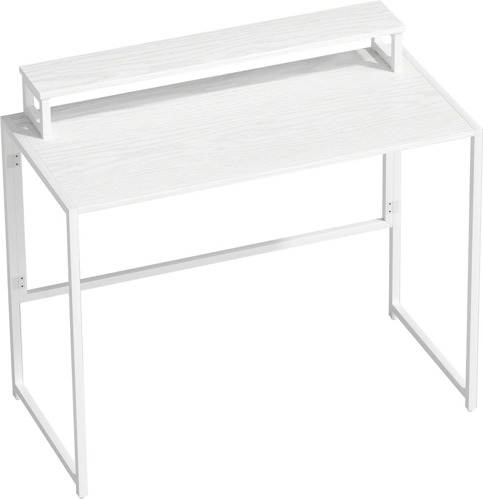 HOMCOM skládací psací stůl s podstavcem na monitor, ocelový rám, 100 x 48 x 87,5 cm, bílý