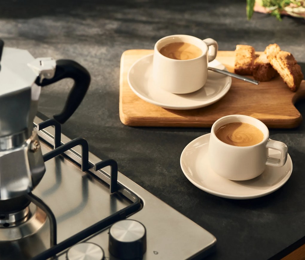 Tchibo - 2 šálky na espresso s podšálky, béžová