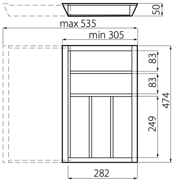 In-Design Příborník dřevěný REGUL 474 mm, buk - různé šířky Šířka příborníku (mm): 512 - 950