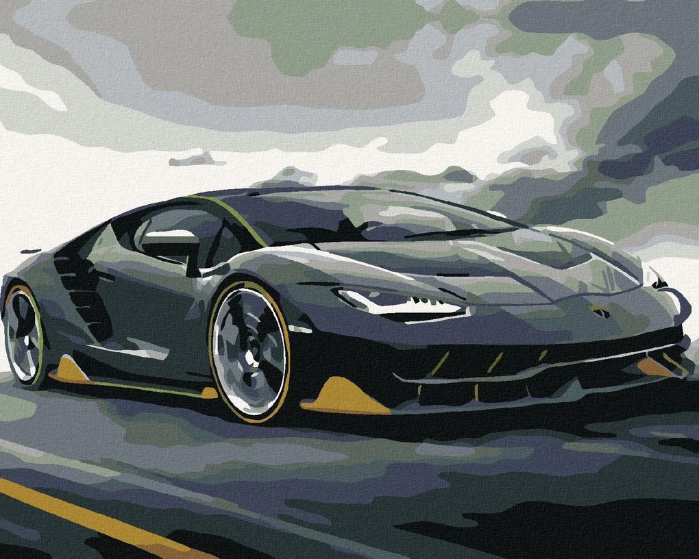 zuty malování podle čísel - lamborghini, 100x80 cm, bez rámu a bez vypnutí plátna
