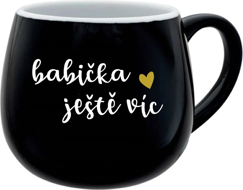 BABIČKA JEŠTĚ VÍC - černý keramický hrníček 300 ml
