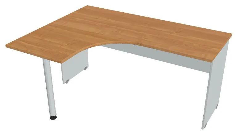 Stůl ergo pravý 160*120 cm - Hobis Gate GE 60 P Dekor stolové desky: olše, Dekor lamino podnože: šedá, Barva nohy: stříbrná
