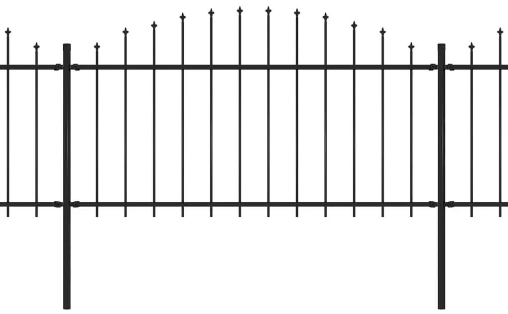 Zahradní plot s hroty ocel (1,25–1,5) x 11,9 m černý,  277736