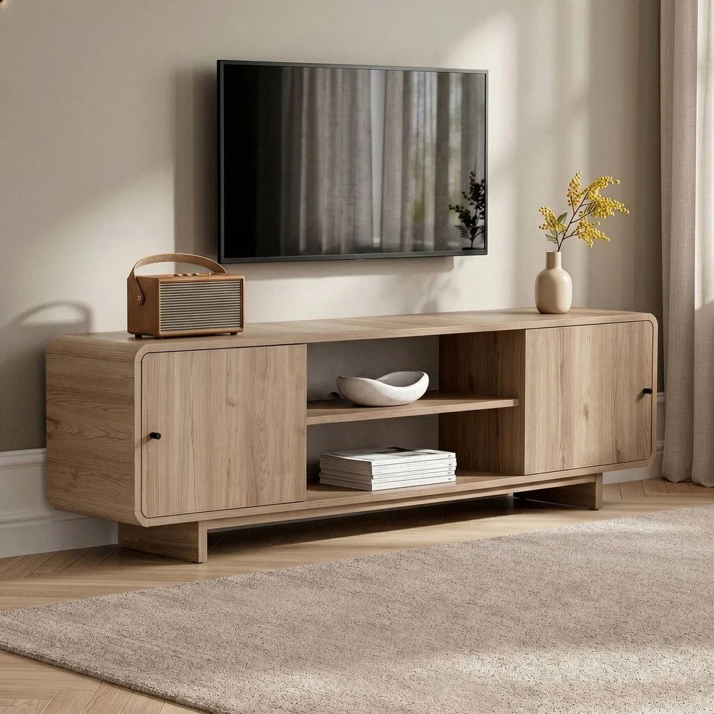TV stolek v dekoru dubu ve světle přírodní barvě 180x52x34 cm Mirel – Nordure