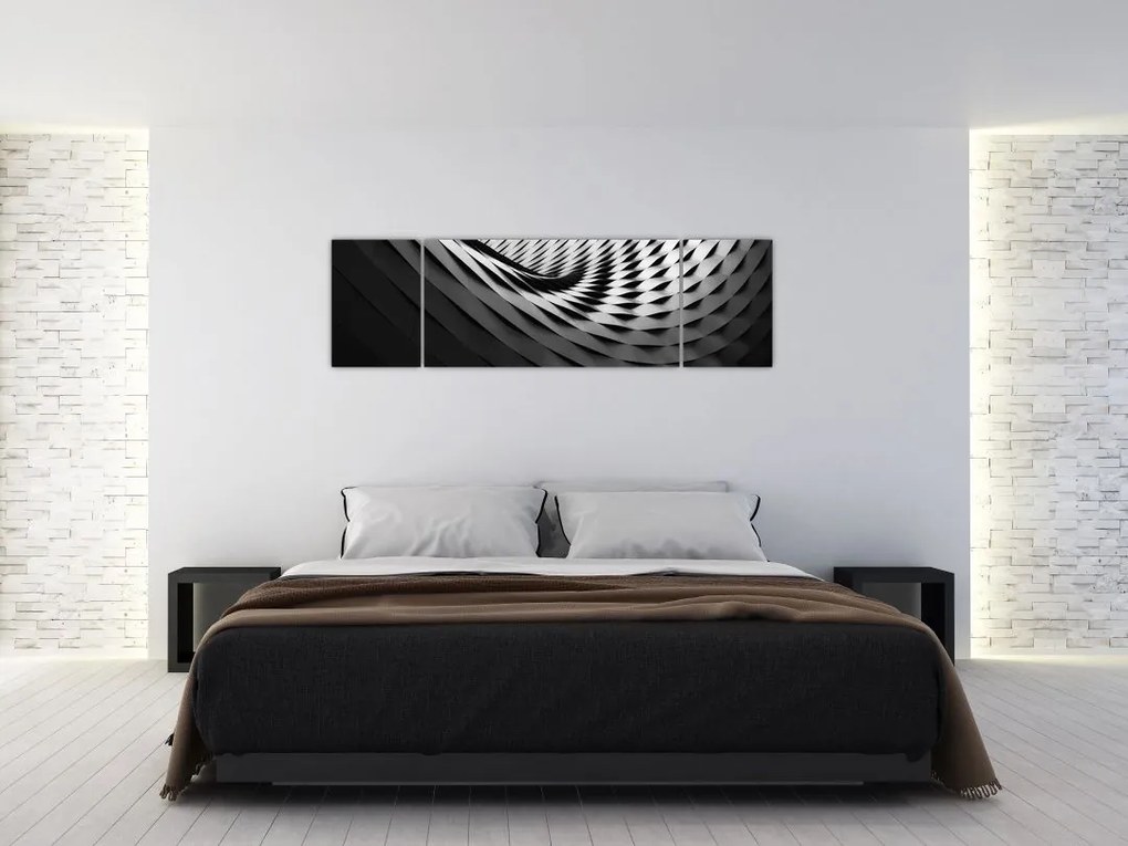 Abstraktní obraz - černobílá spirála (170x50 cm)