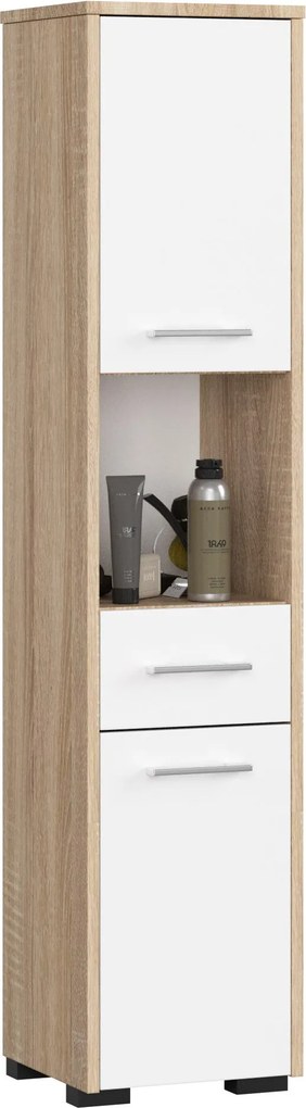 Koupelnová skříňka Fin 30 2D1SZ1W dub sonoma/bílá