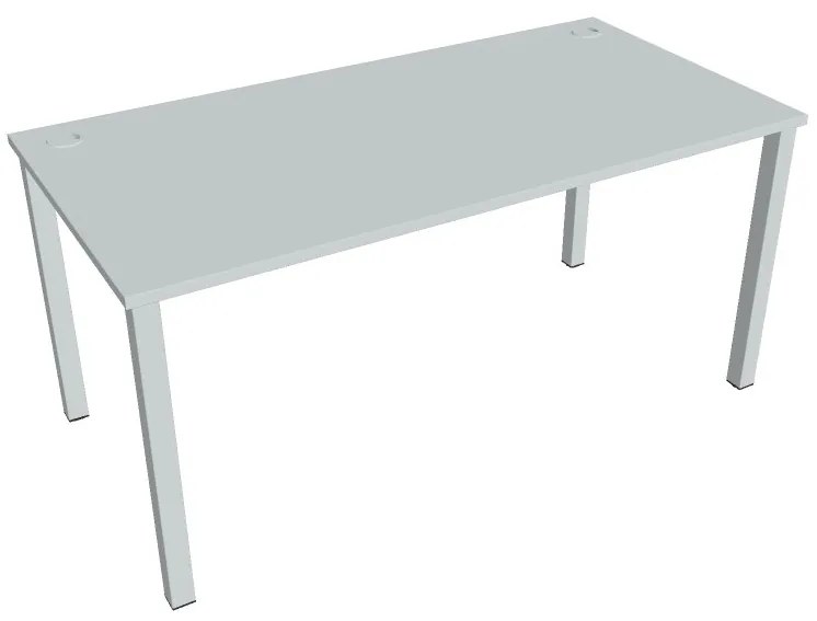 Stůl pracovní rovný 160 cm - Hobis Uni US 1600 Dekor stolové desky: šedá, Barva nohou: Stříbrná