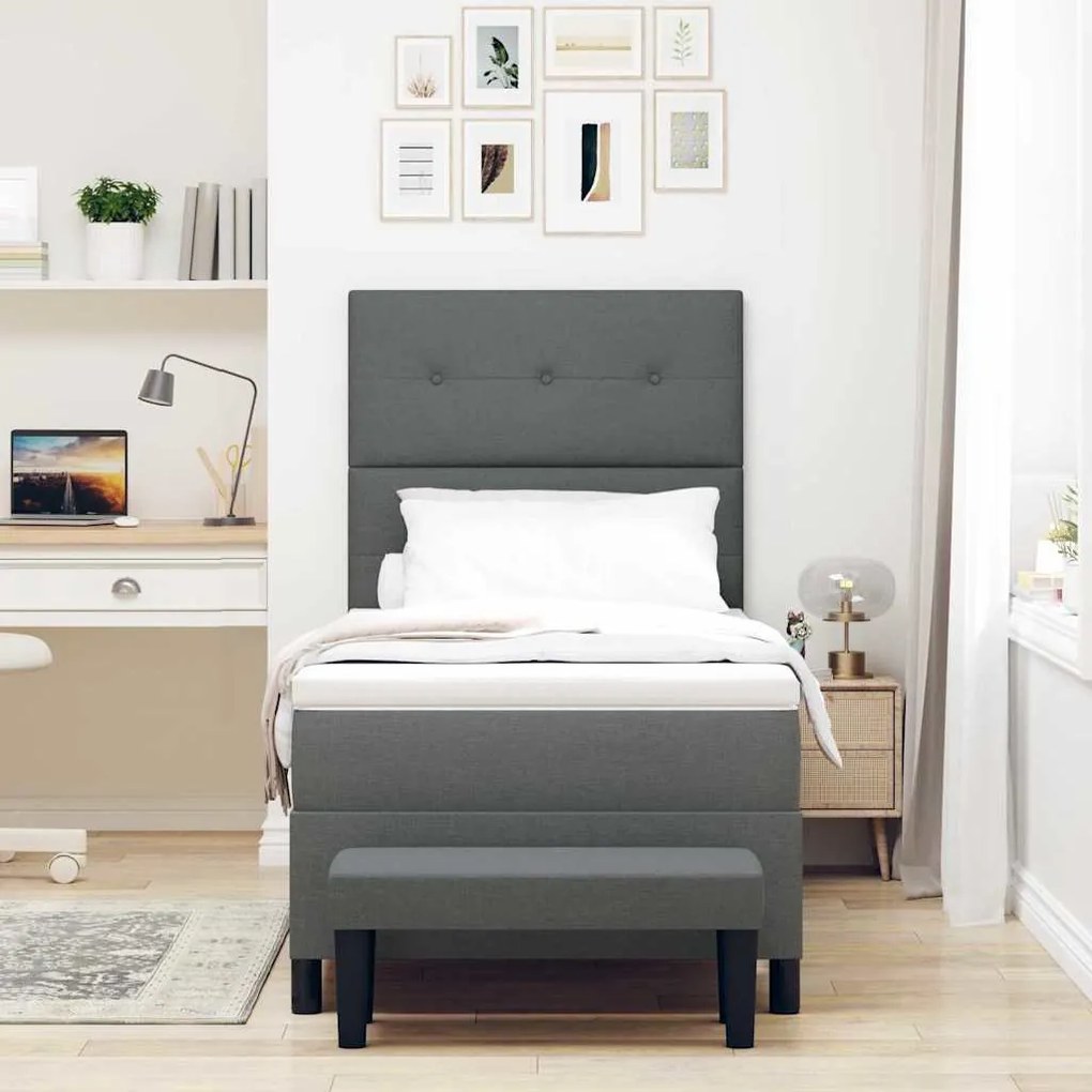 Postel s boxspringem s čelo Tmavě šedá 80 x 200 cm textil 3344024