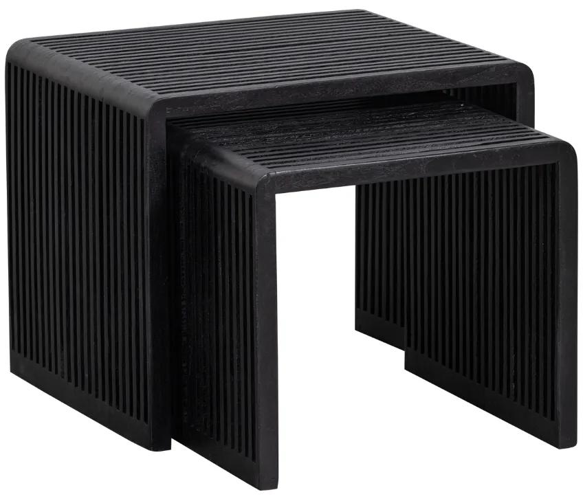 OnaDnes -20% Hoorns Set dvou černých dřevěných odkládacích stolků Alli 50x43,5/40x38 cm
