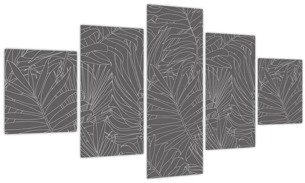 Obraz - Šedé palmové listy (125x70 cm)