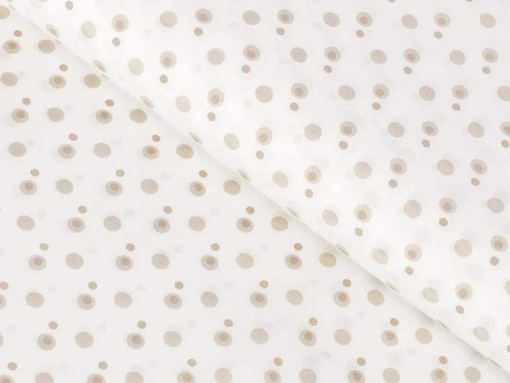 Biante Bavlněný povlak na polštář s lemem Sandra SA-065 Hnědobéžové puntíky na smetanovém 35 x 45 cm