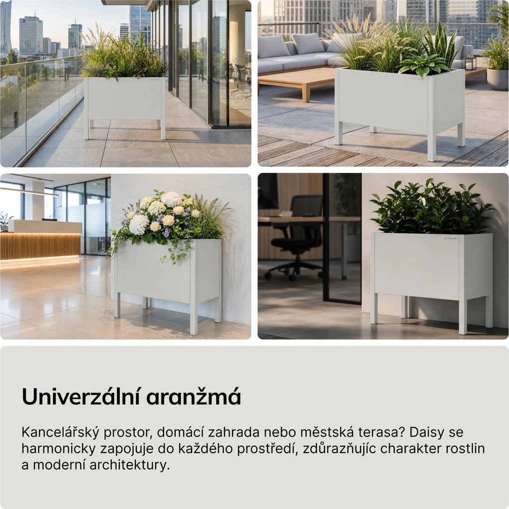 Malý šedý kovový obal na květináč: DAISY 400 x 350 x 250 mm