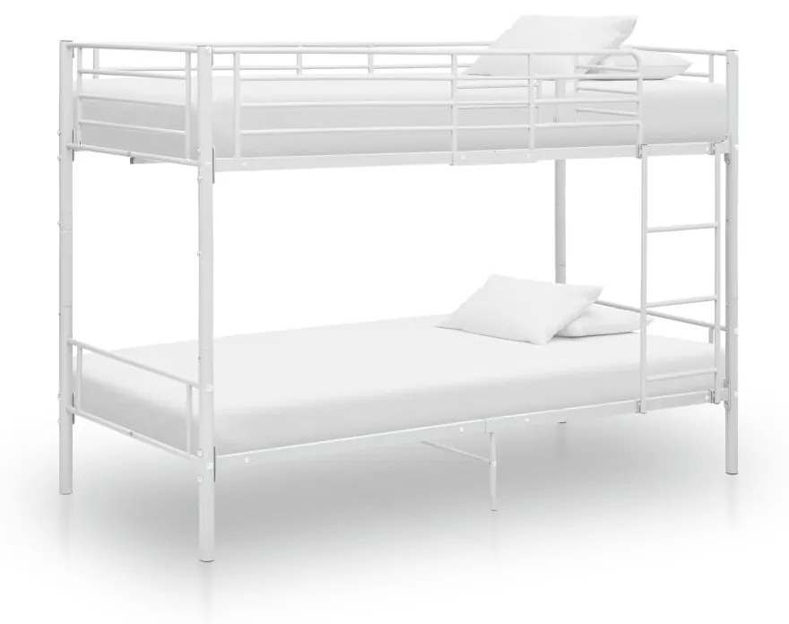 287909 vidaXL Poschoďová postel bílá kov 90 x 200 cm