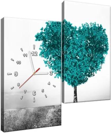 Tištěný obraz s hodinami Tyrkysový strom lásky 60x60cm ZP2558A_2J