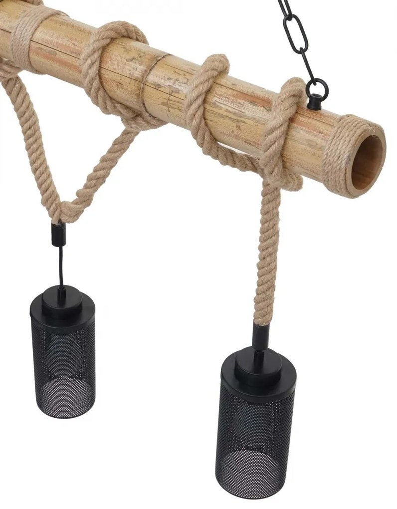 Závěsné svítidlo H82 industrial, tube 3 74205 - kov / bambus - Černá