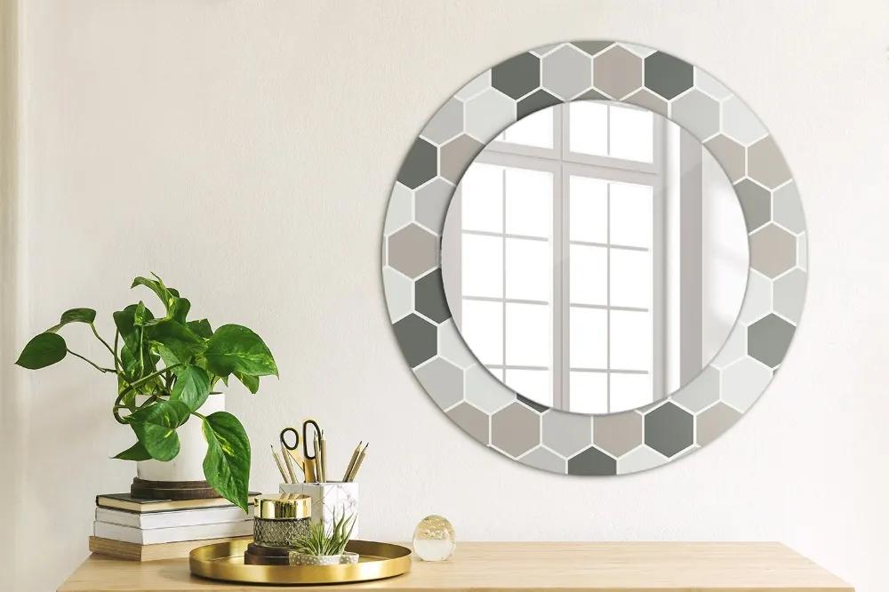 Kulaté dekorativní zrcadlo na zeď Hexagonální vzor fi 50 cm