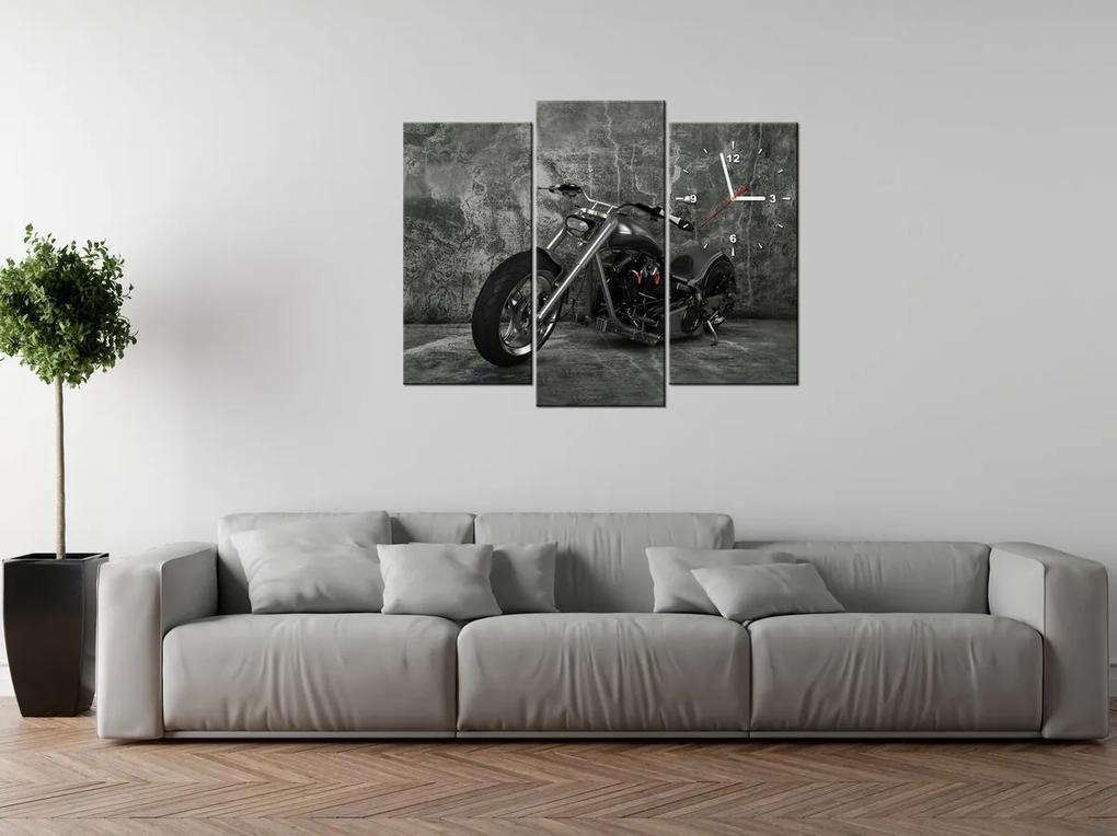 Gario Obraz s hodinami Chopper - 3 dílný Rozměry: 80 x 40 cm