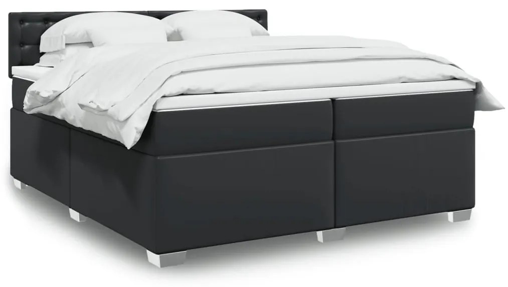 Box spring postel s matrací černá 200x200 cm umělá kůže 3286136