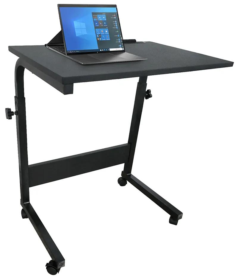 PC stůl s kolečky WESTA MDF fólie PVC a kov černý
