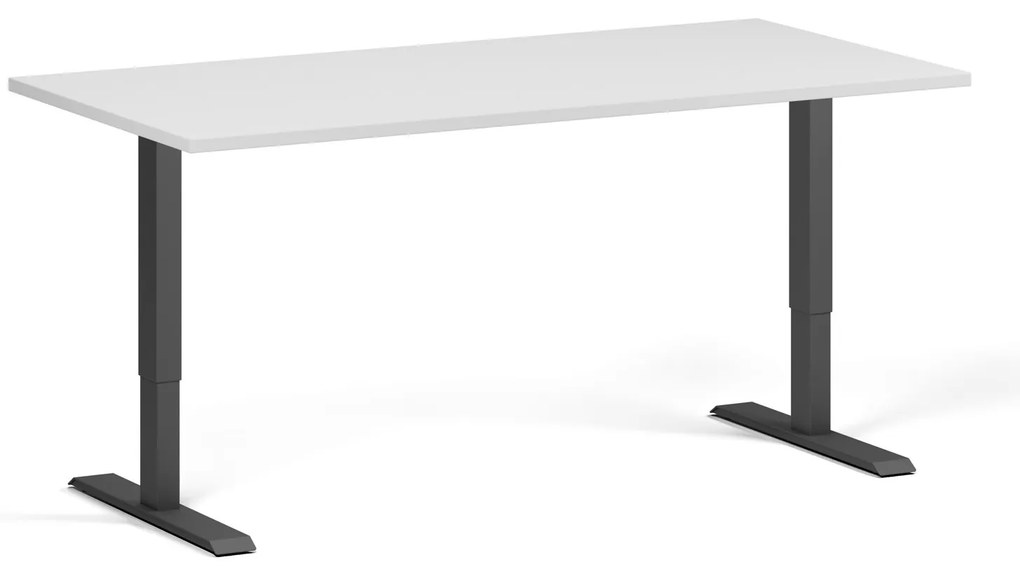 Výškově nastavitelný stůl, 160x80 cm, 1 motor, černá podnož, bílá