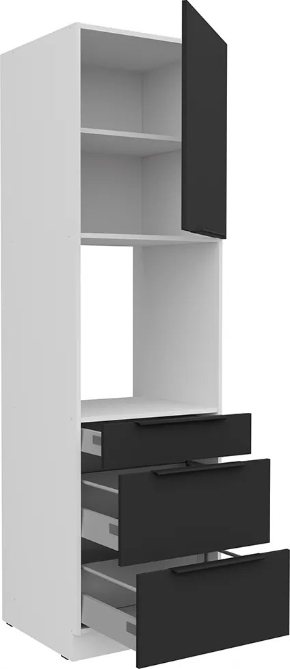 ARIA bc | vysoká skříňka 60 DPS-210 3S1F na vestavnou troubu | PREMIUM BOX | 60 cm | ANTI FINGERPRINT povrch | bílá/černá