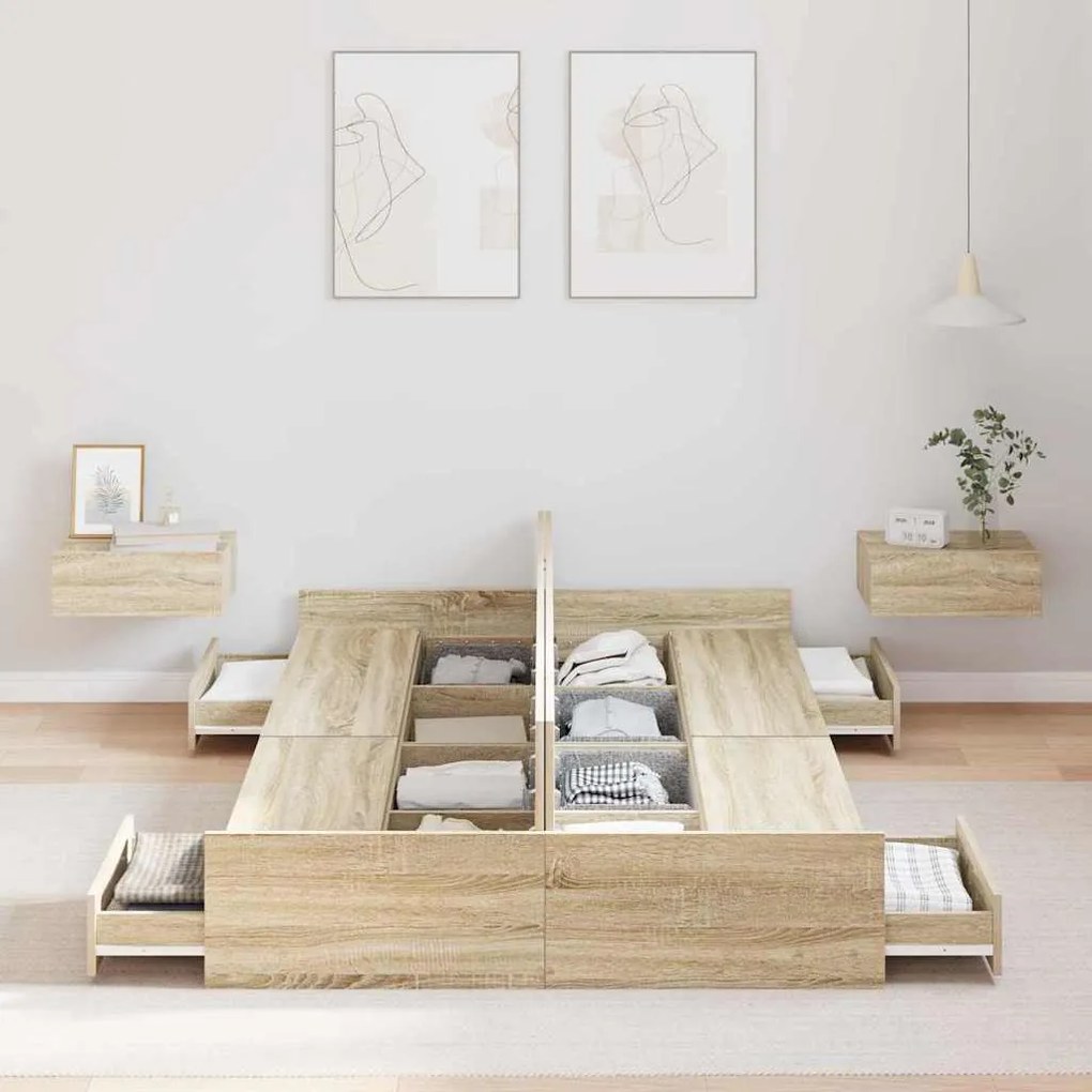 Rám postele s úložným prostorem s čelo Sonoma dub 120 x 200 cm 3335303
