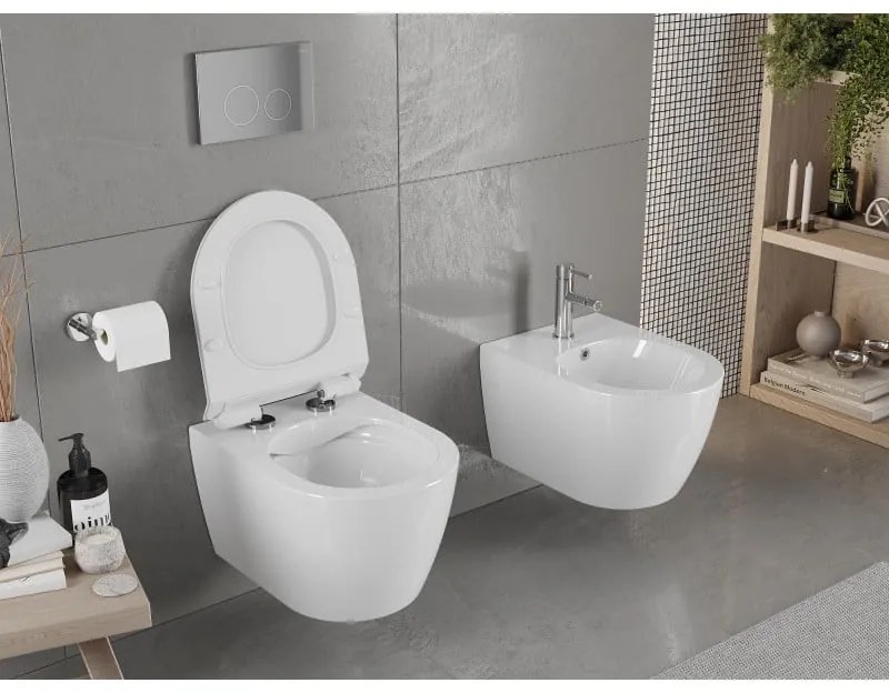 Mexen Carmen WC mísa Rimless s pomalu padající deskou slim, duroplast, Bílá - 30880100