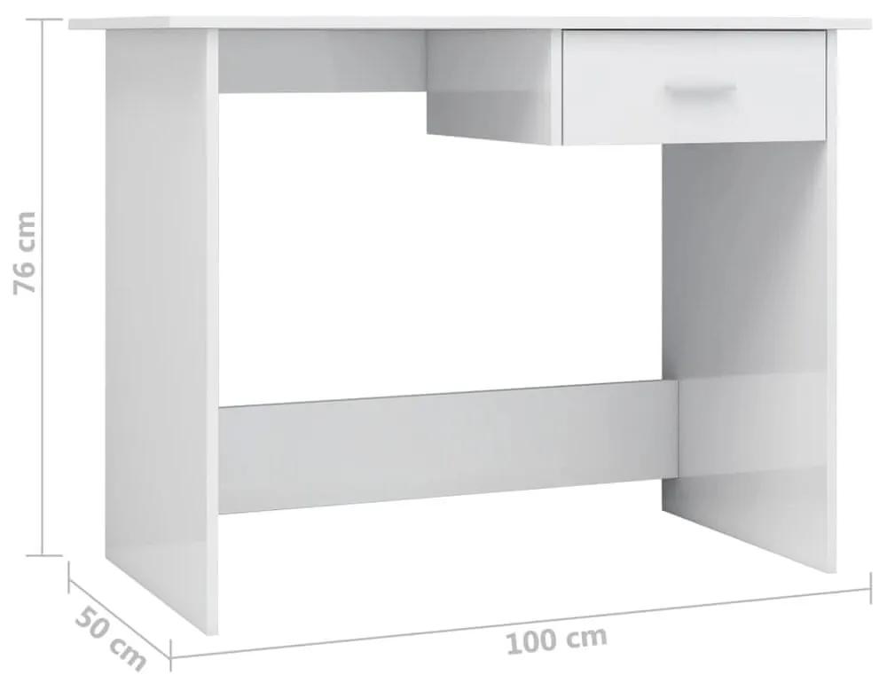 Petromila Psací stůl bílý s vysokým leskem 100 x 50 x 76 cm dřevotříska