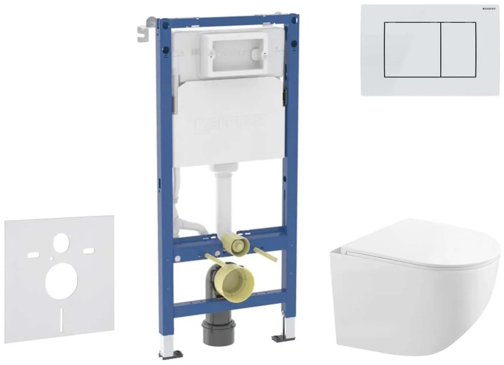 Geberit Duofix - Set předstěnové instalace, kompaktního klozetu Gaia a sedátka softclose, tlačítko Delta20, alpská bílá SANI11CA3153B