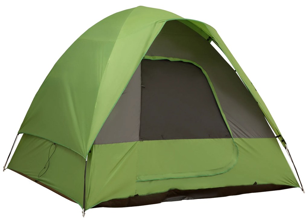 Kempinkový stan Outsunny pro 4-5 osob, 300 x 300 x 230 cm, ze skelných vláken a polyesteru, zelený, ideální pro venkovní dobrodružství | Aosom.de