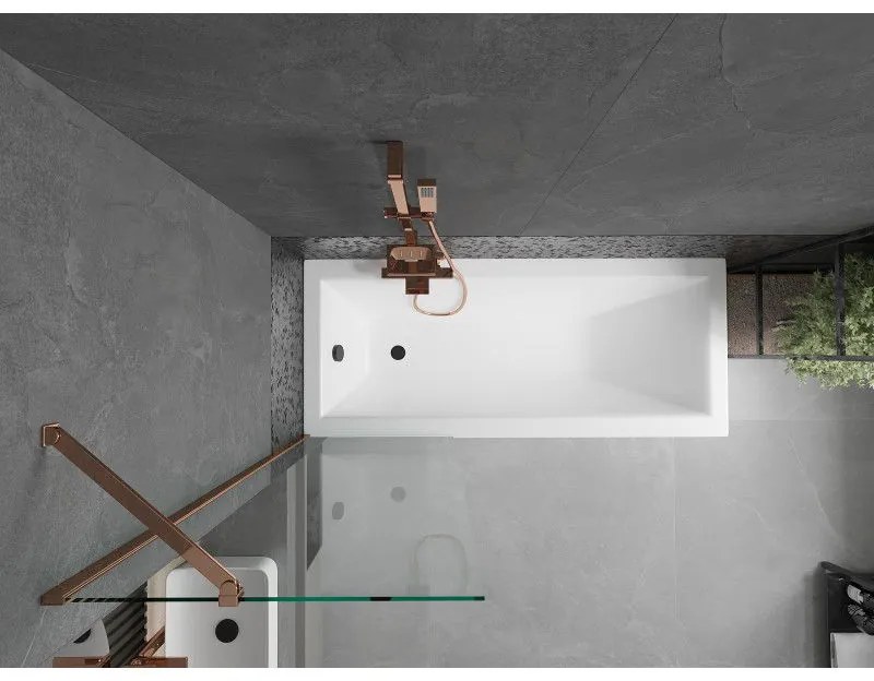 Mexen Next, vanová zástěna 1-křídlová 60 x 150 cm, fixní křídlo, 6 mm čiré sklo, růžové zlato profil, 895-060-000-00-00-60