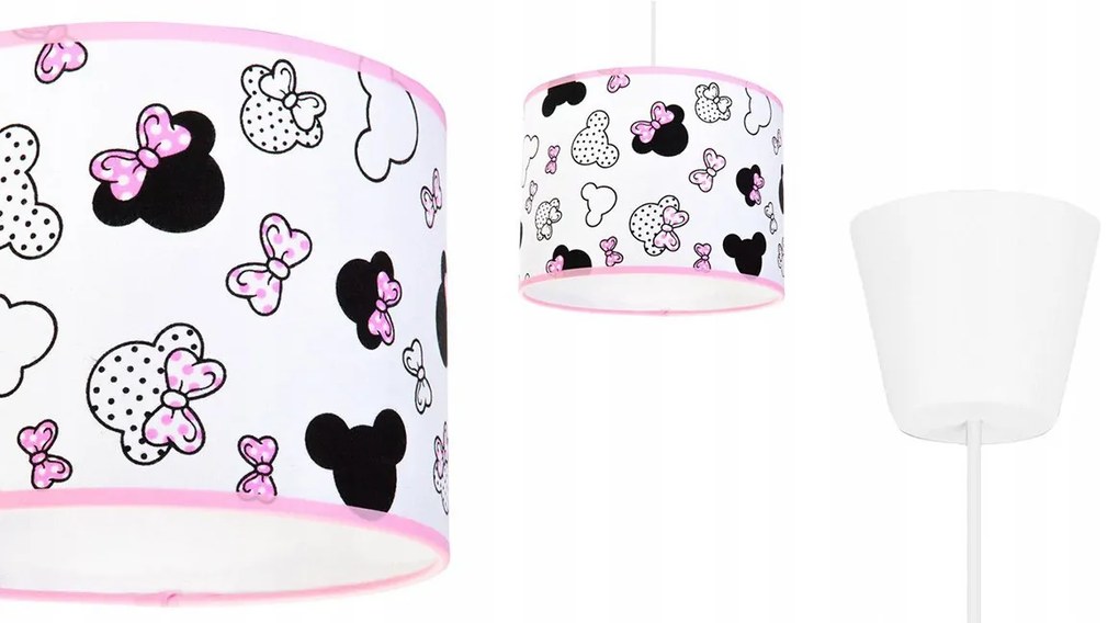 Dětské závěsné svítidlo Minnie, 1x textilní stínítko se vzorem