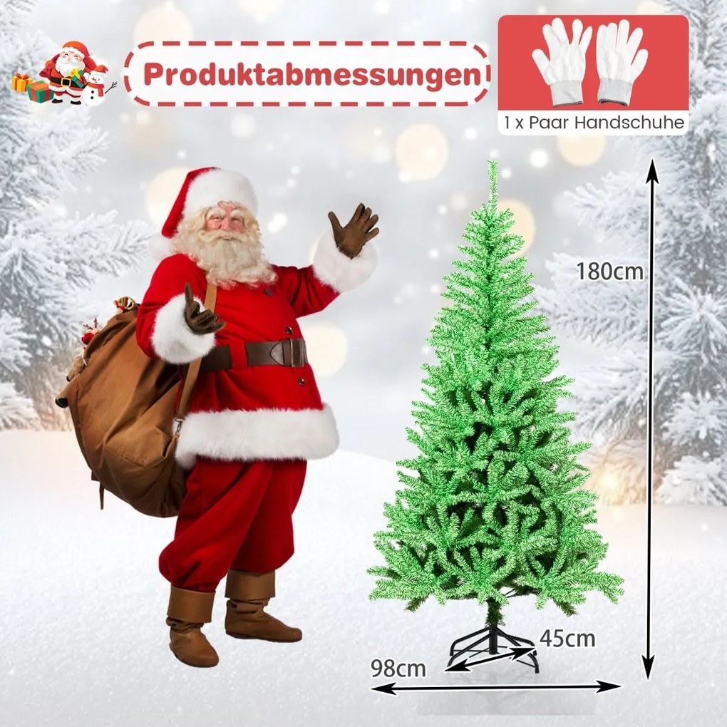 Costway 180 cm Umělý vánoční stromeček Svítí ve tmě Vánoční stromeček Umělý
